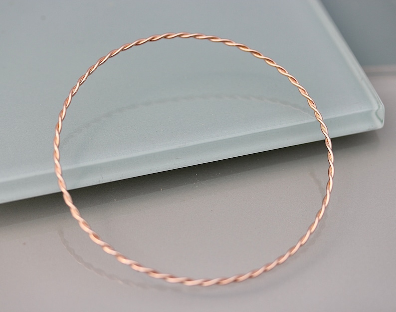Rose Gold Twist Bangle 14k SOLID Gold Loose Twist Rope Bangle Bracelet ...