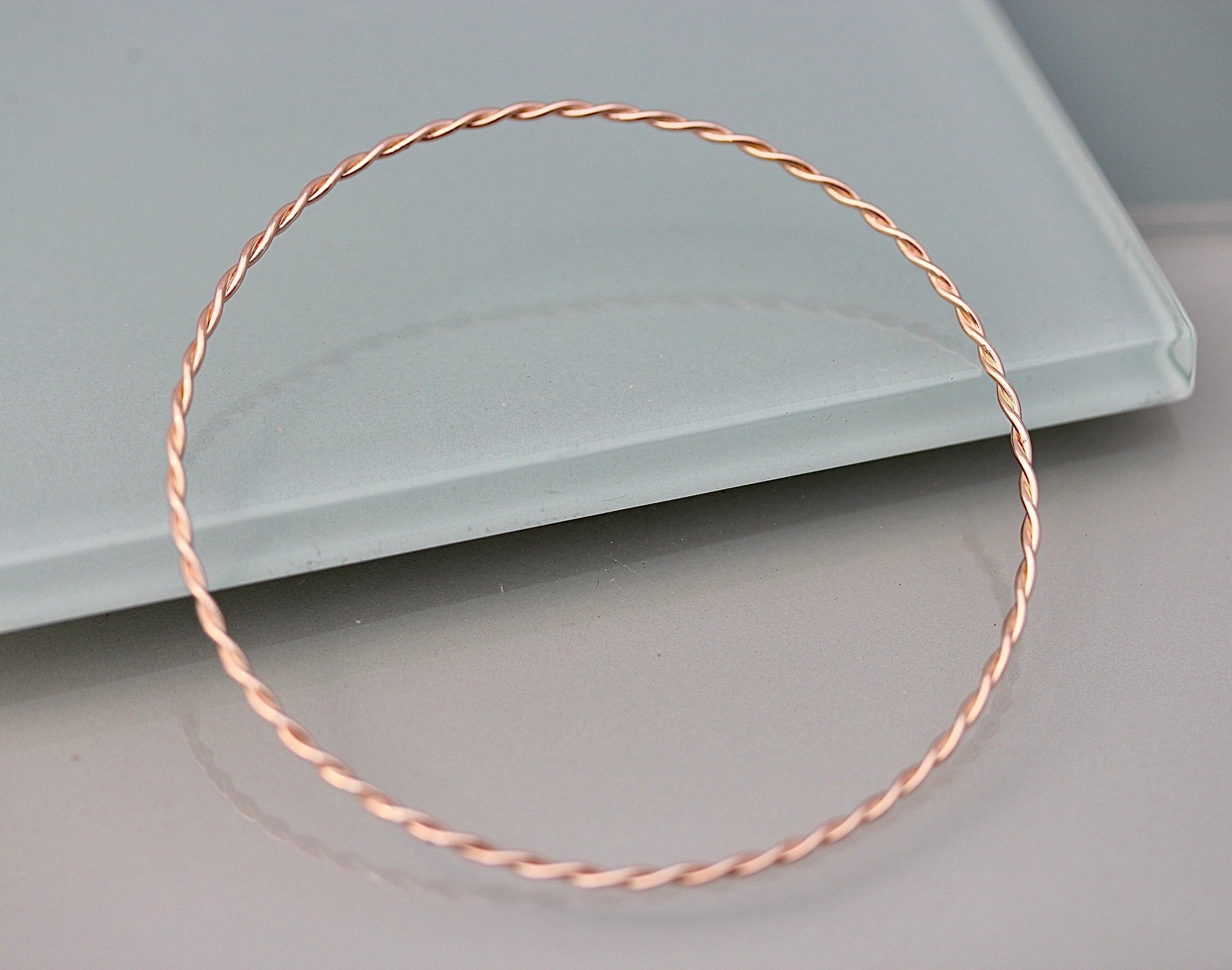 Rose Gold Twist Bangle 14k SOLID Gold Loose Twist Rope Bangle - Etsy