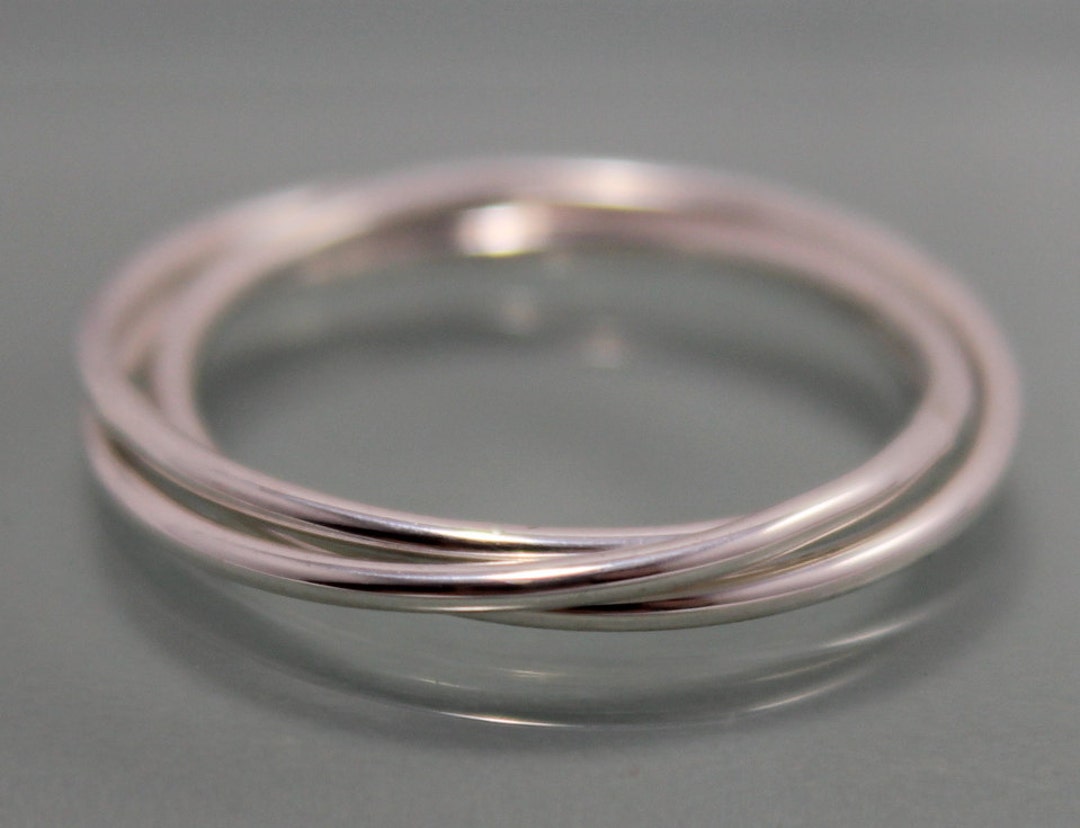 Interlocked Rings Sterling Silver Rolling Ring Russian Wedding Band ...