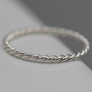 Twist Ring Silver Twisted Ring Skinny Rope Ring Thin Sterling Silver Spacer Band Stacking Ring ...
