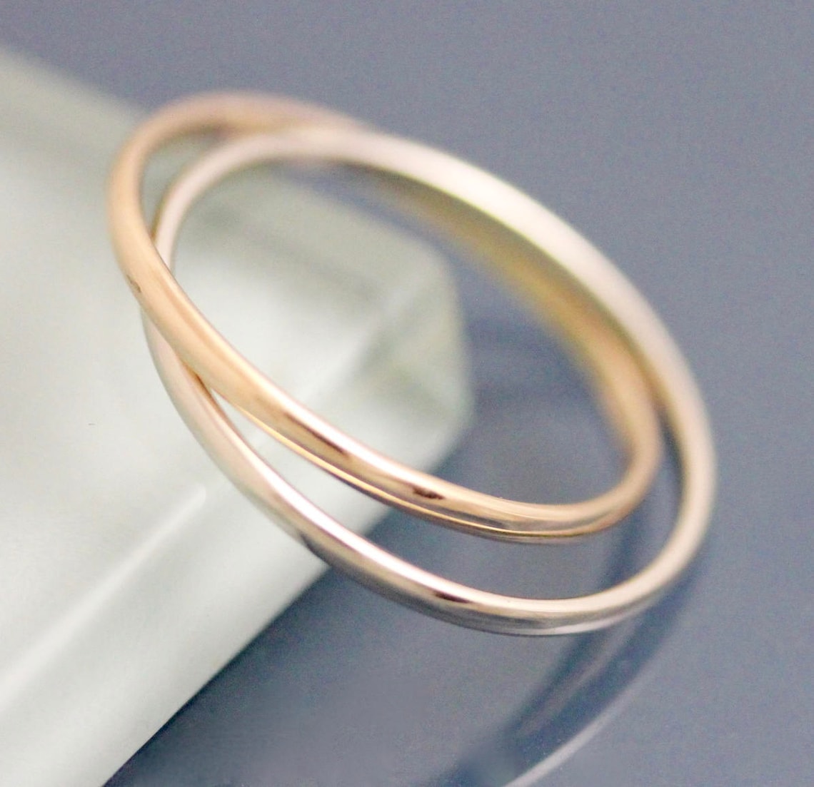 Gold Interlocked Rings 14k Two Tone Solid Recycled Gold Wedding Ring ...