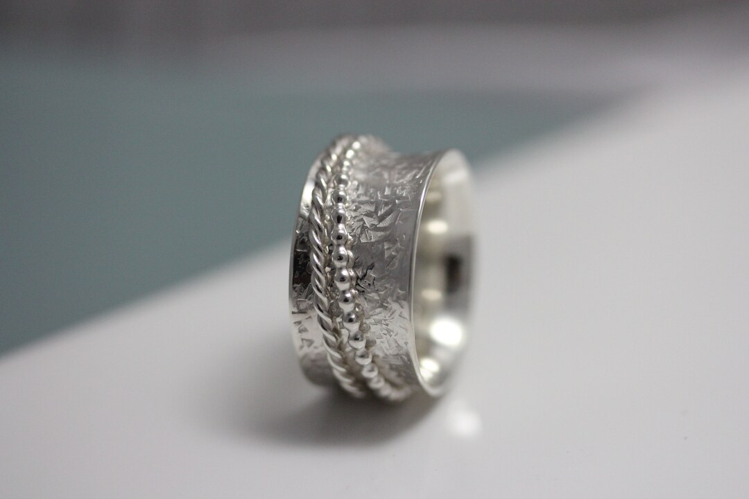 Silver Spinner Ring Fidget Ring Anxiety Ring Twist Band and Bubble Band ...