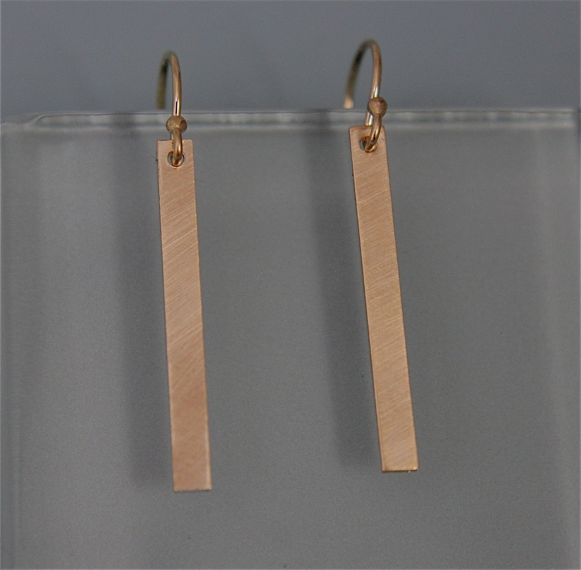 Stick Earrings Gold Brushed Flat Bar Stick 14k Gold Filled - Etsy