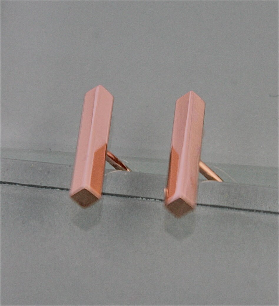 Bar Studs 14k SOLID Rose Gold Bar 2mm X 2mm Line Staple Stud Earrings 1 ...