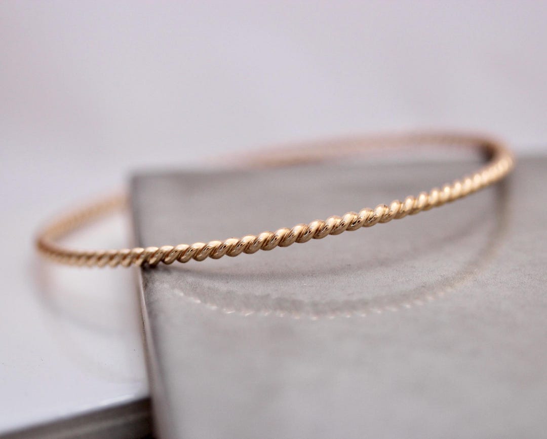 Gold Filled Twist Bangle 2.6mm Thick Twisted Infinity Bracelet Rope ...