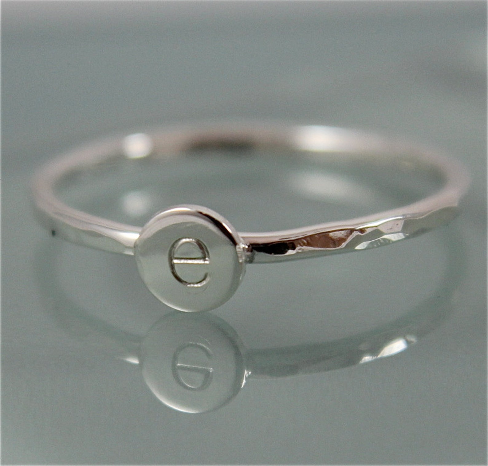 Letter Ring Sterling Silver Circle Disc Stamped Initial Monogram ...