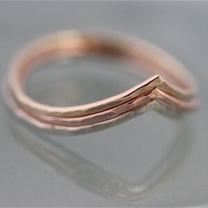 Chevron Wave Ring 14k SOLID Tri Color Gold Stacking Band Set of 3 Ring ...