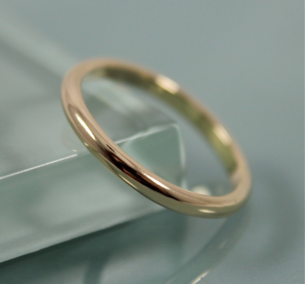 14k Gold Wedding Ring 2mm X 1.5mm Half Round Band Stacking - Etsy