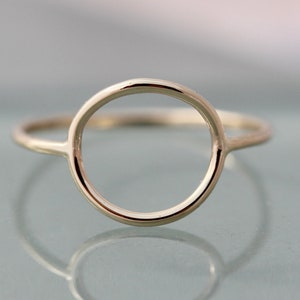 Gold Circle Ring 14k Solid Gold 10mm Open O Circle Karma Geometric ...