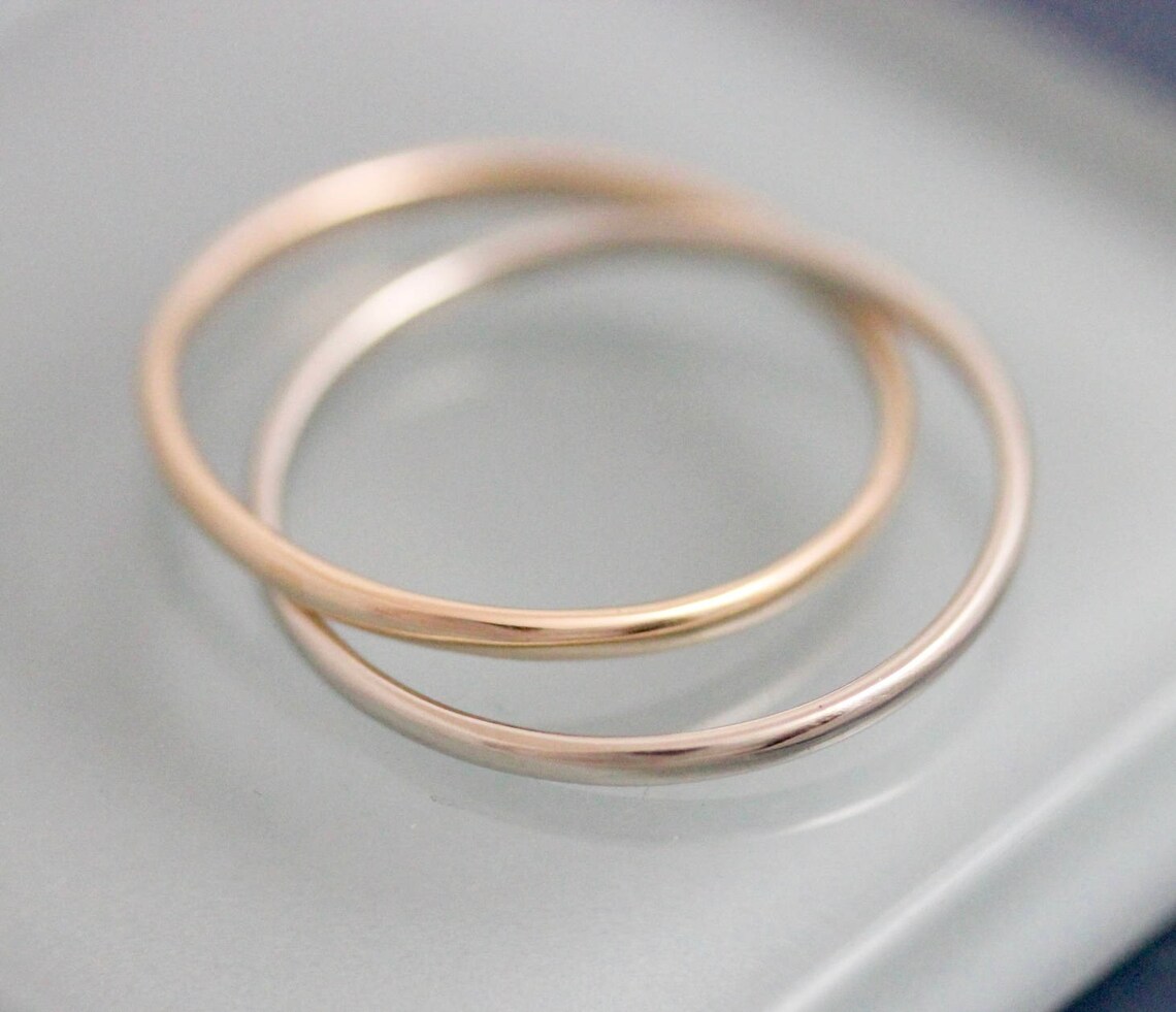 Gold Interlocked Rings 14k Two Tone Solid Recycled Gold Wedding Ring ...