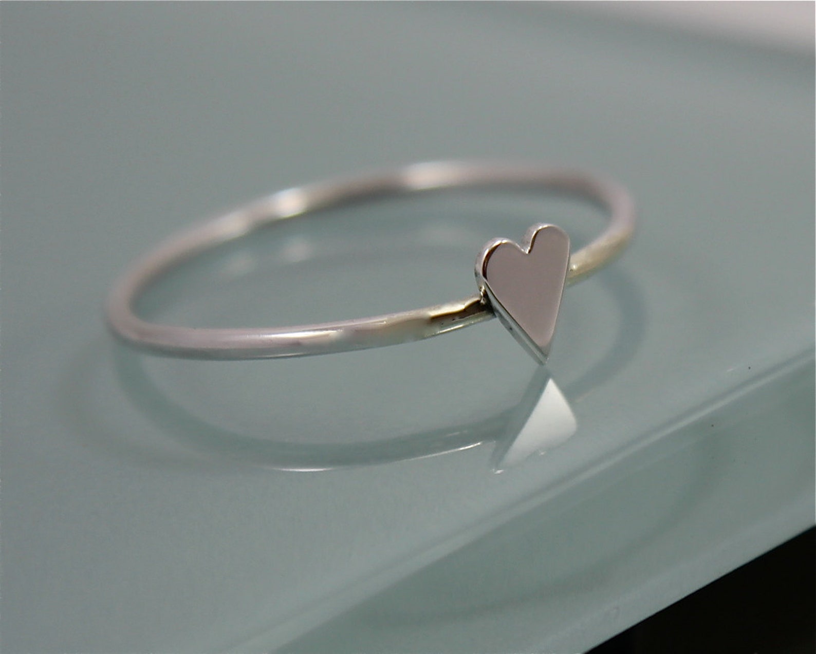 Tiny Heart Ring Sterling Silver Hand Cut Heart Stacking Ring - Etsy