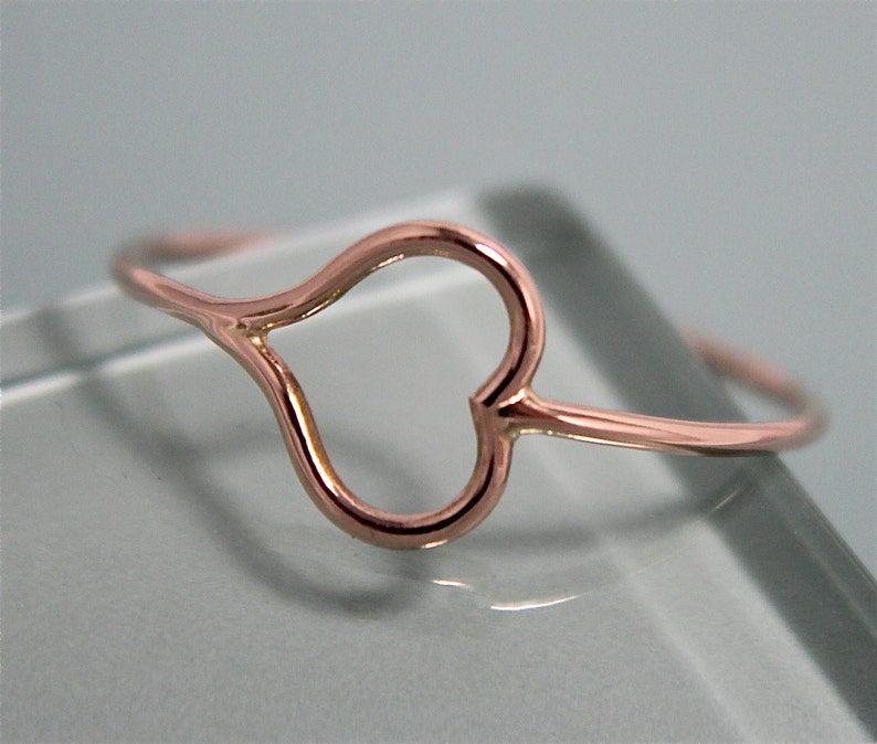 Rose Gold Heart Ring 14k SOLID Rose Gold Valentine Sideways | Etsy