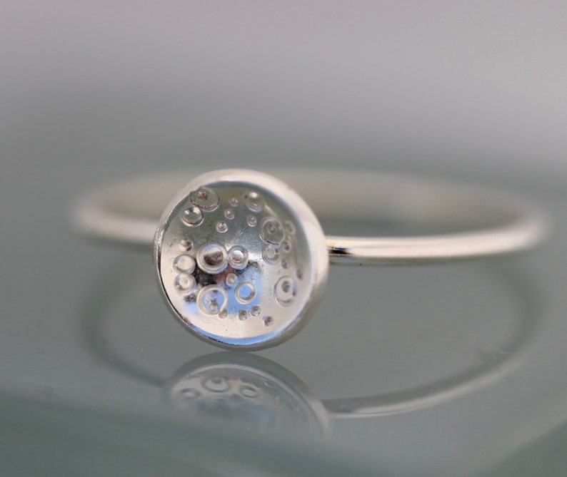 Moon Ring Sterling Silver Lunar Moonscape Stacking Band Stack | Etsy