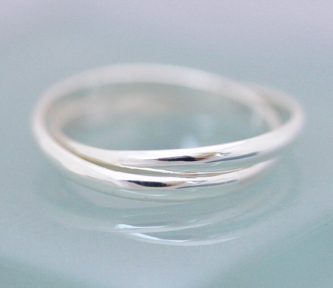 Interlocked Rings Sterling Silver 2 Rings Half Round 2mm X 1mm Thick ...