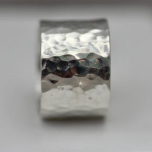 Wide Silver Ring Hammered Texture Sterling Silver Band Statement Eco ...