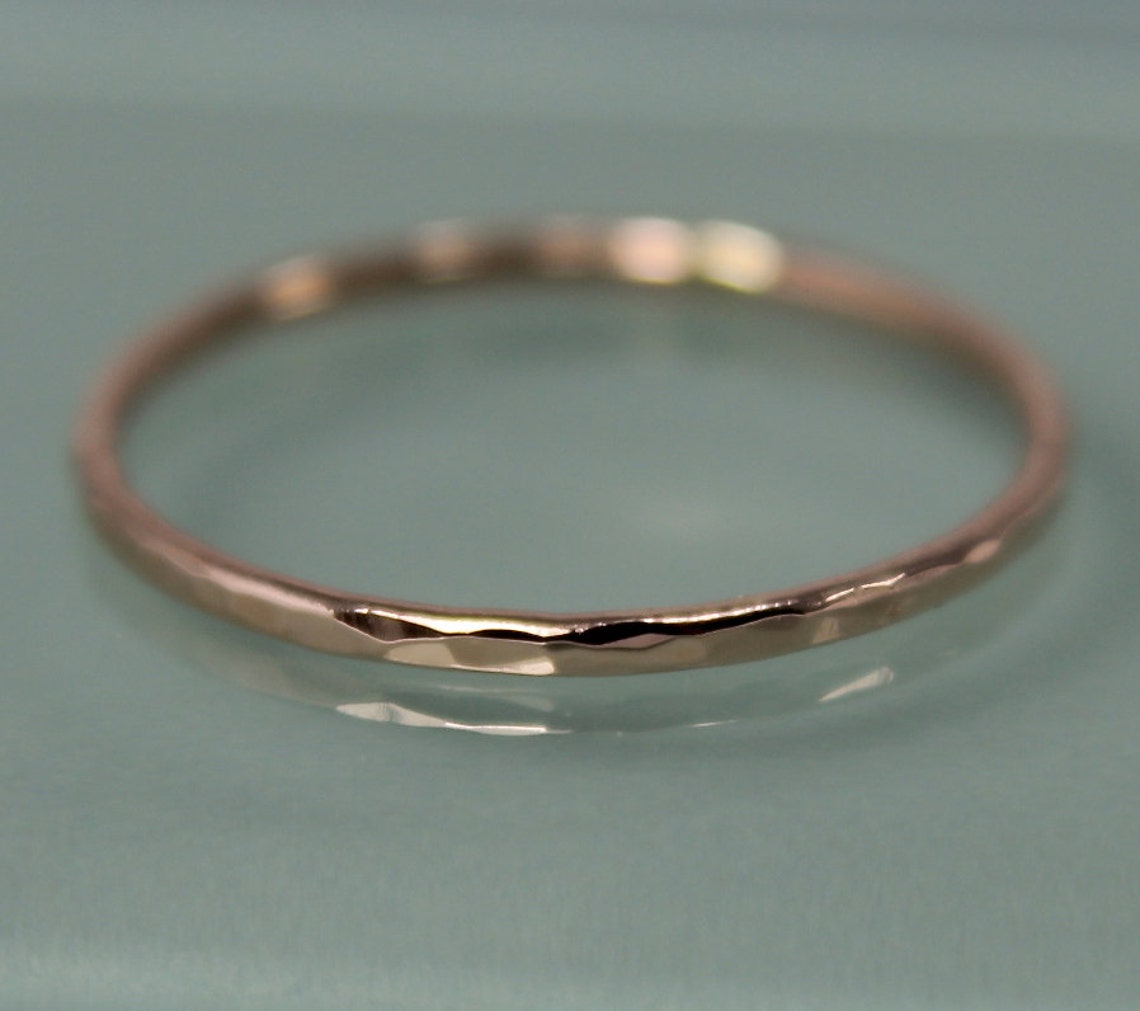 Rose Gold Ring 14k SOLID Rose Gold Thin 1mm Wedding Stacking - Etsy Canada