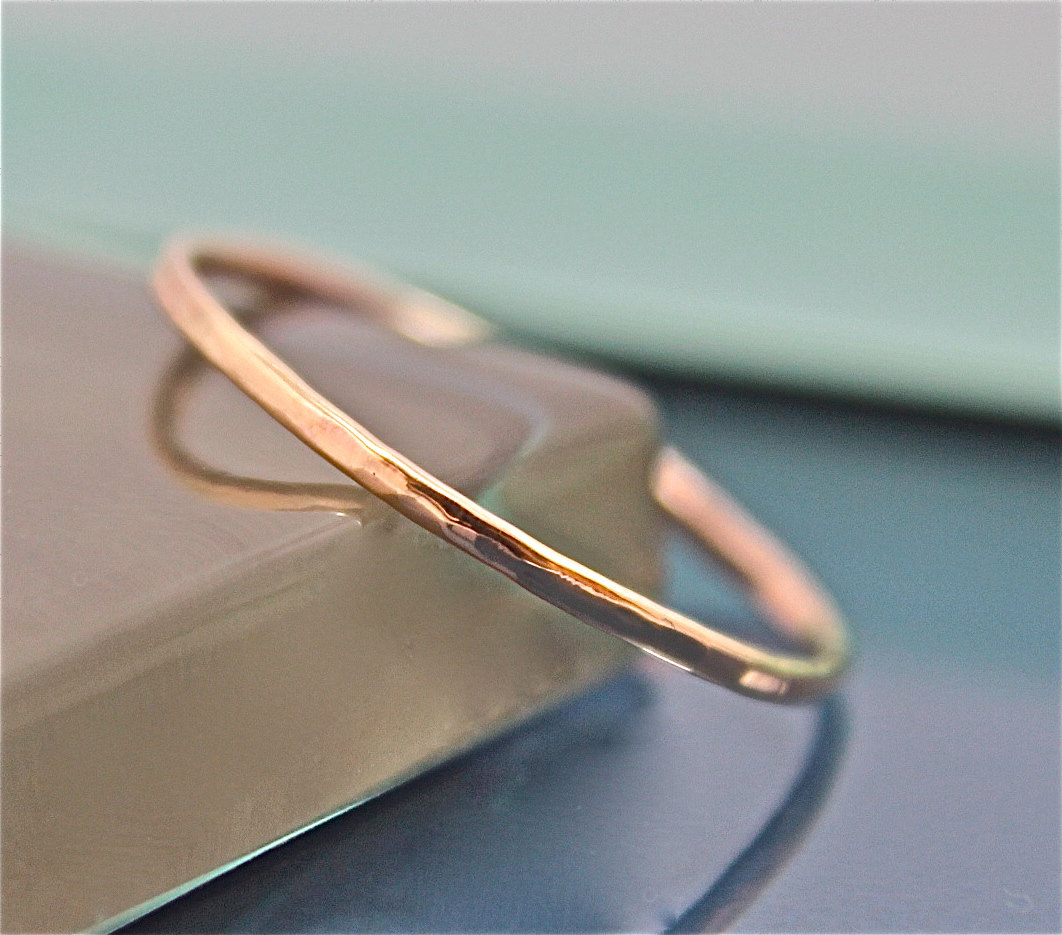 Rose Gold Ring 14k SOLID Rose Gold Thin 1mm Wedding Stacking - Etsy