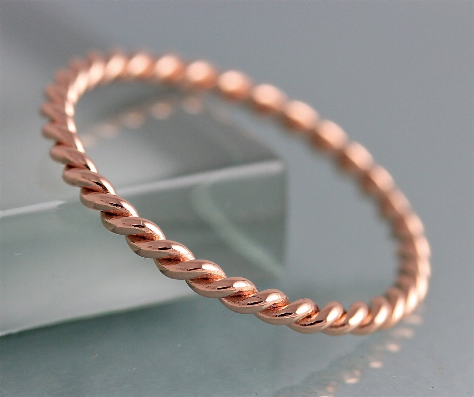 Rose Gold Twist Ring 14k Solid Rose Gold 2mm Twisted Rope - Etsy