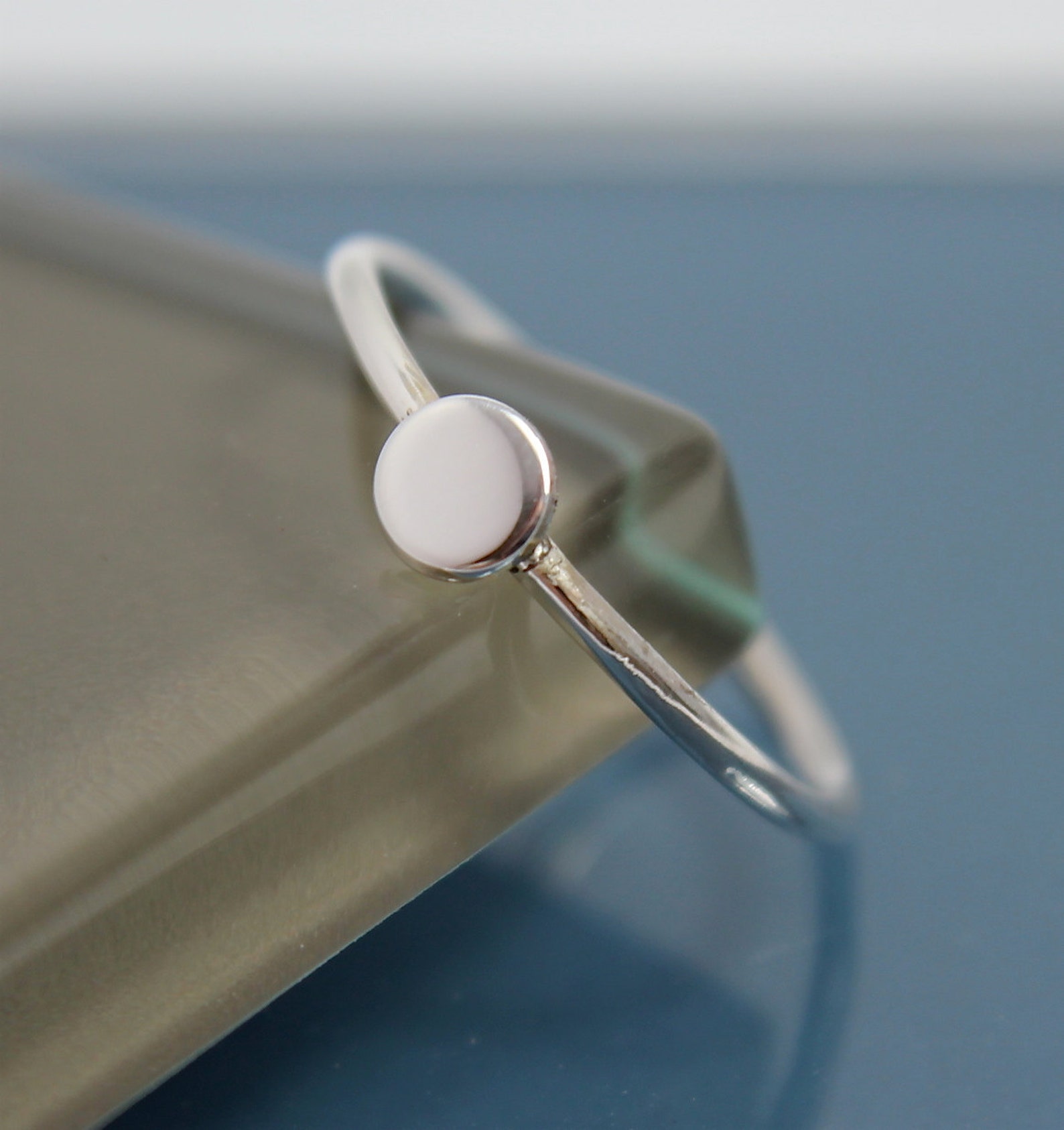 Tiny Dot Ring Sterling Silver Hand Cut Circle Disc Initial - Etsy