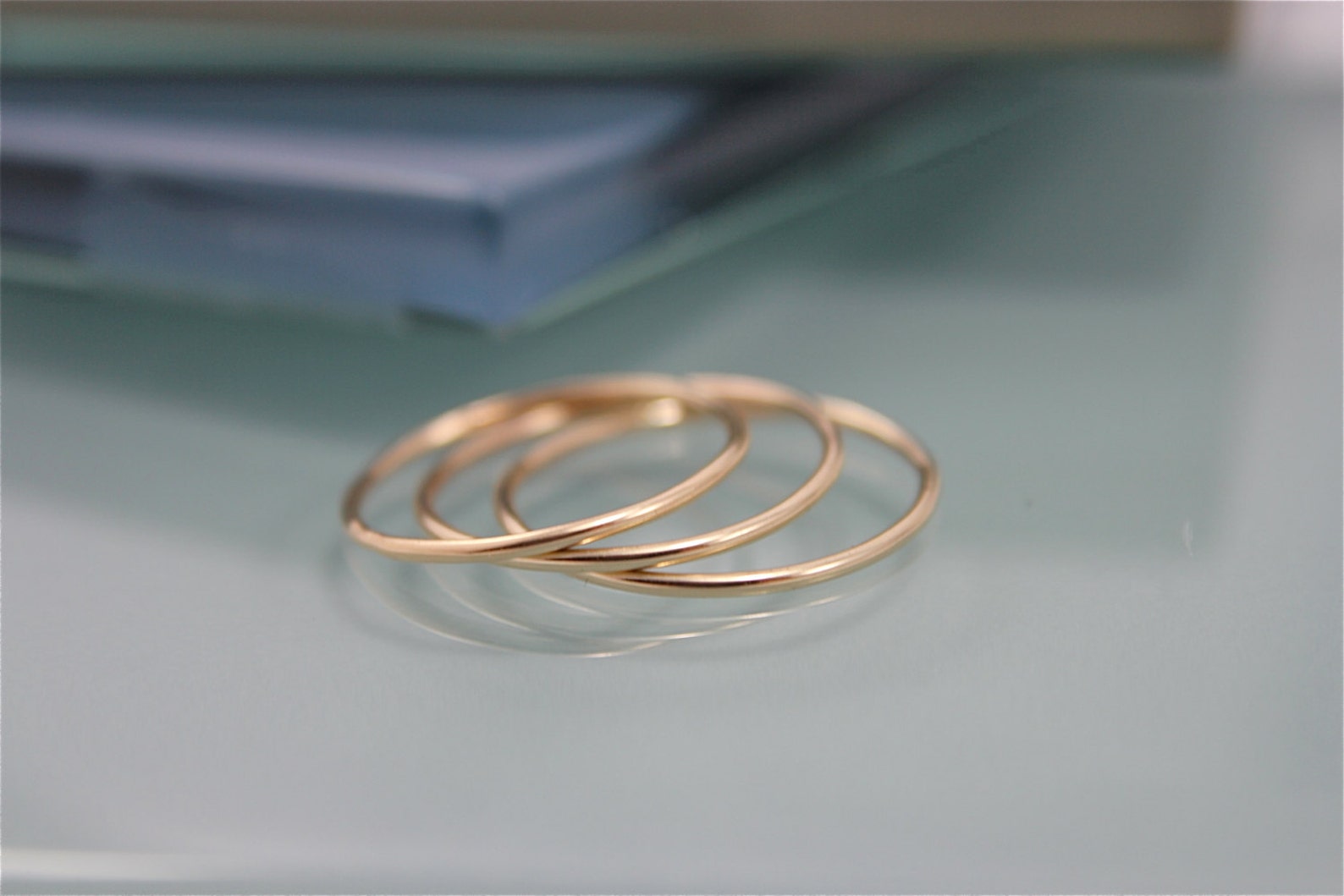 Thin Gold Rings 14k Solid Gold Set of 3 Simple Stacking Band - Etsy