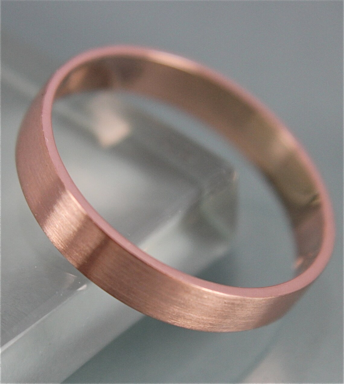 Rose Gold Ring Brushed 14k Solid Rose Gold 4mm X 1mm Flat | Etsy