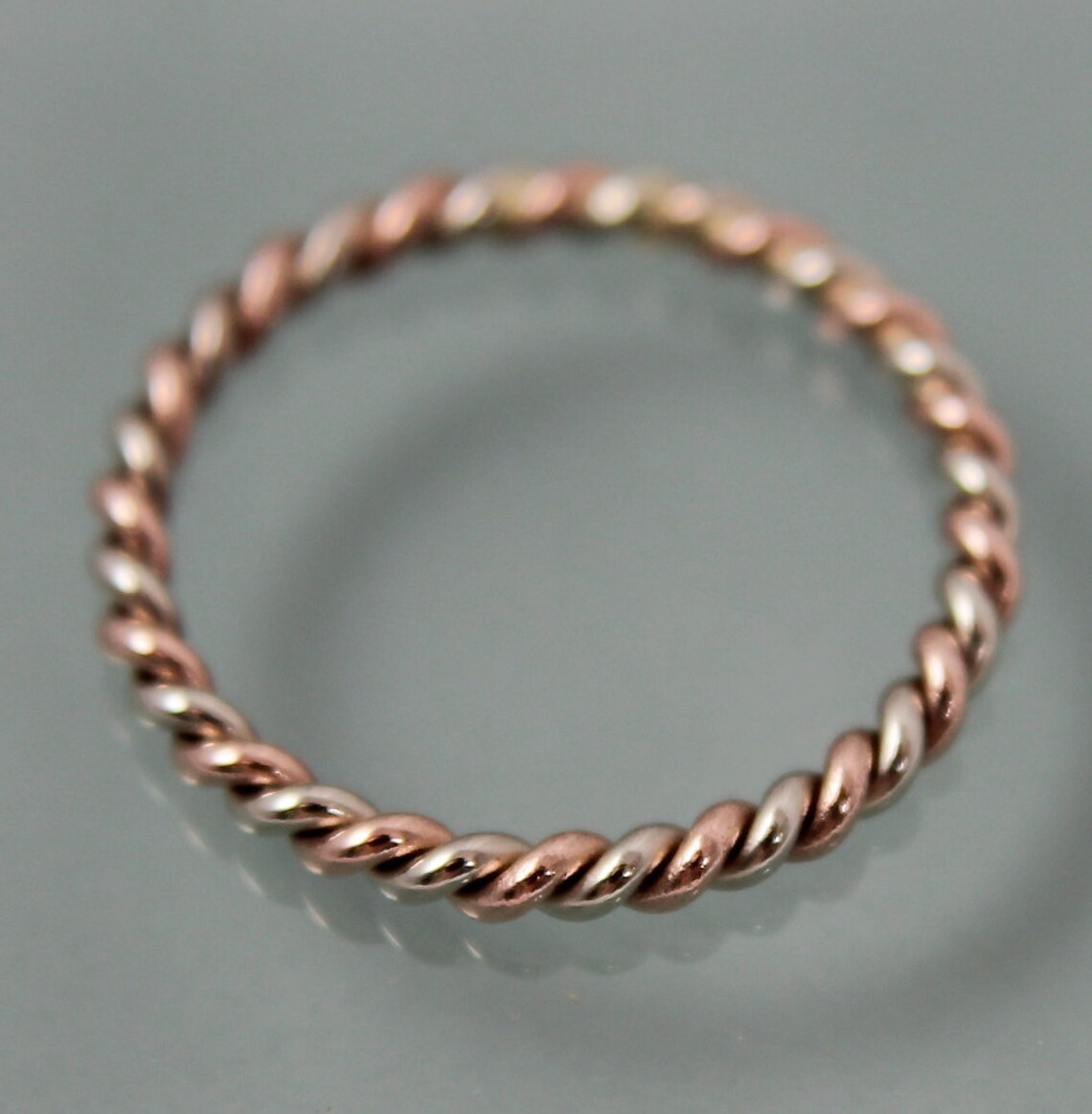 Two Tone 14k SOLID Gold 2mm Twisted Rope Infinity Band Stacking Ring ...