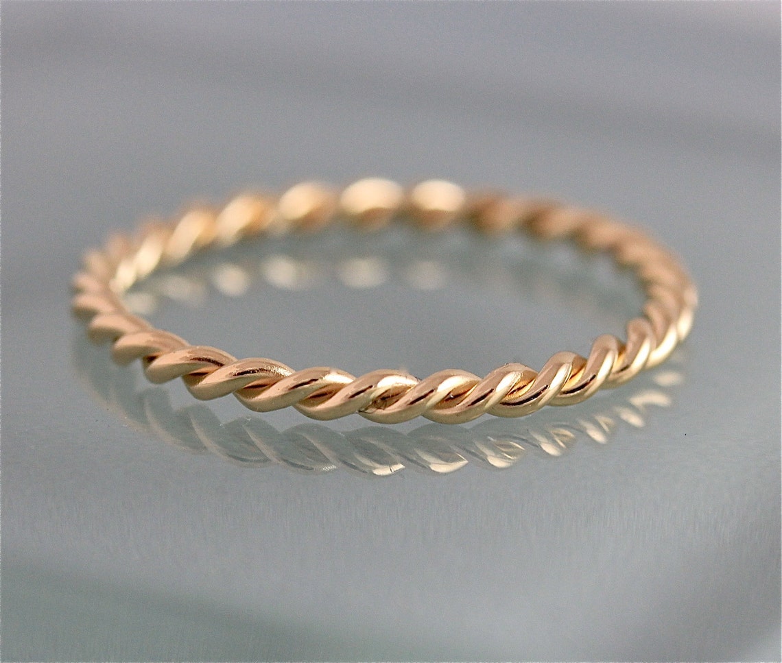 Twist Ring 18k SOLID Gold Rope Infinity Twisted Skinny Wedding Band 1 ...