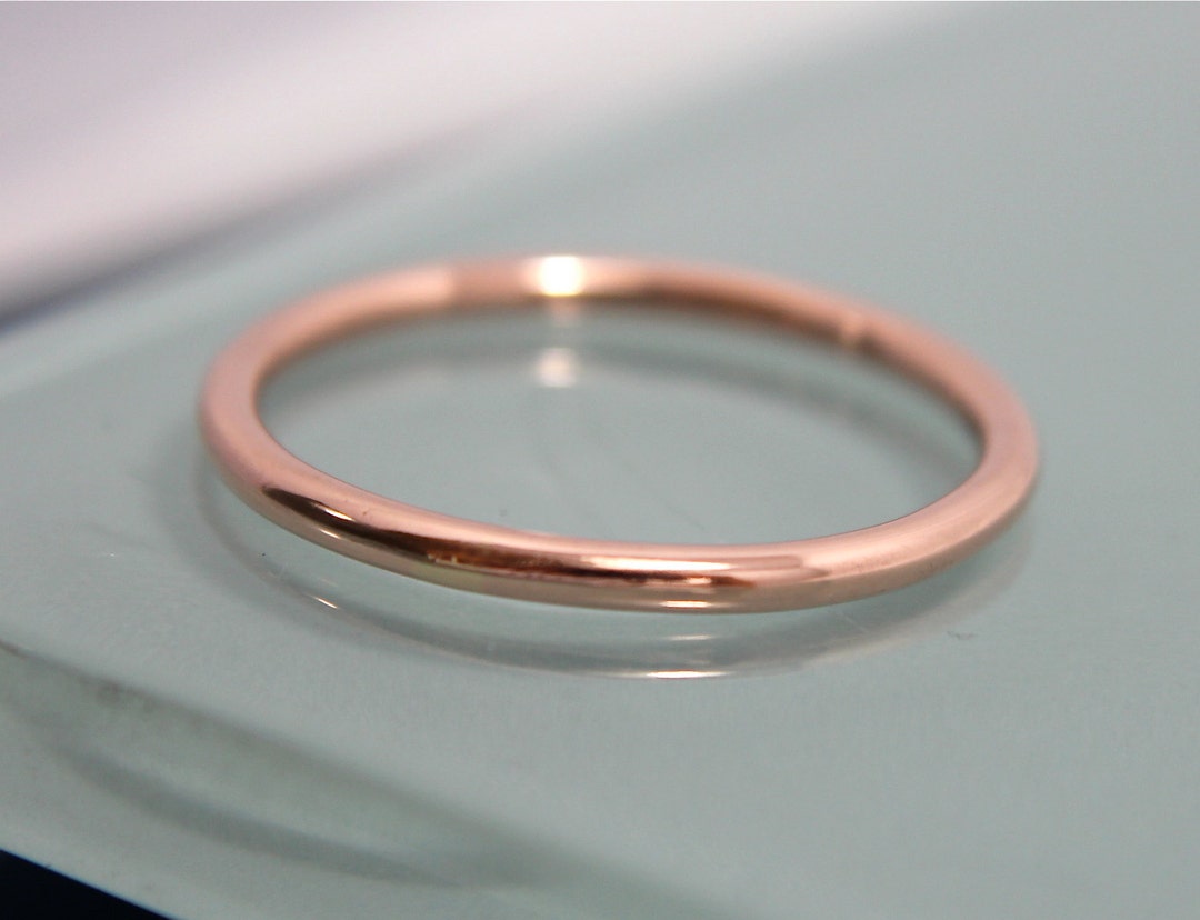 Rose Gold Ring 14k Solid Rose Gold Wedding Band 2mm Full Round Men's or ...