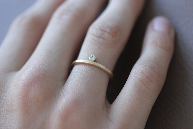 Floating Diamond Engagement Ring 14k Solid Gold Square Band - Etsy