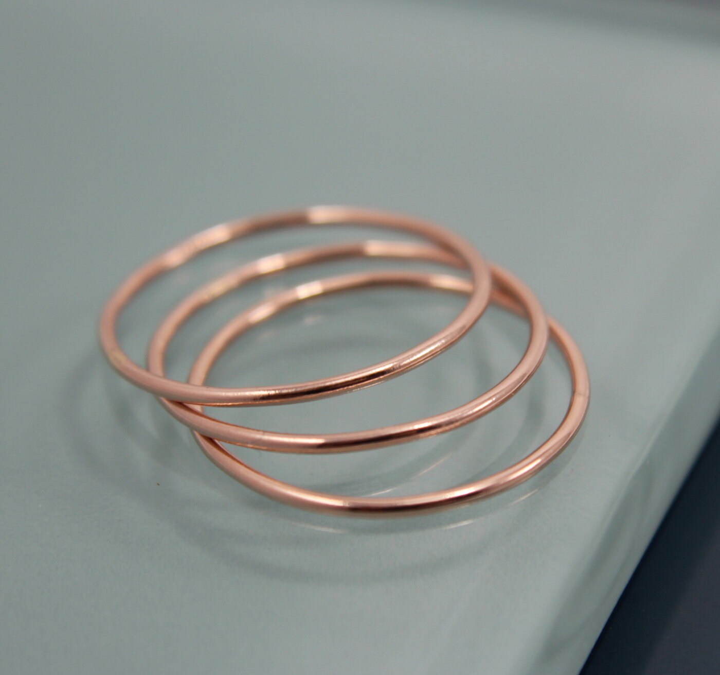Rose Gold Rings 14k Gold Stack Rings Set of 3 14k SOLID Rose - Etsy