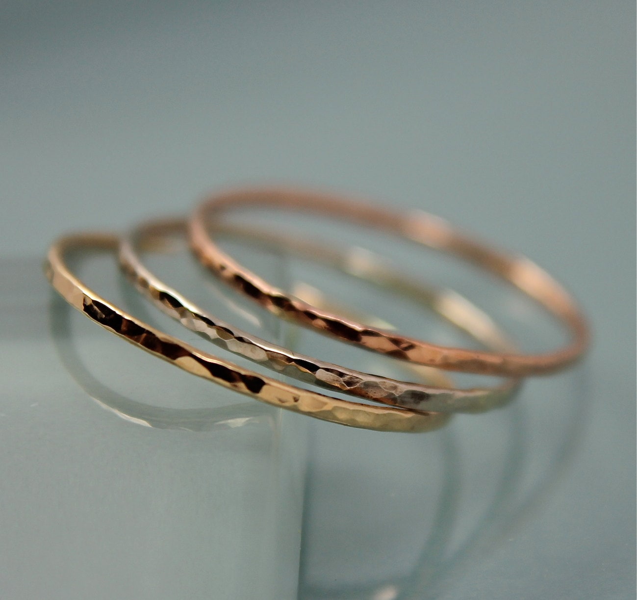 Gold Ring Stack 14k SOLID Gold Set Choose 3 Yellow Rose White - Etsy