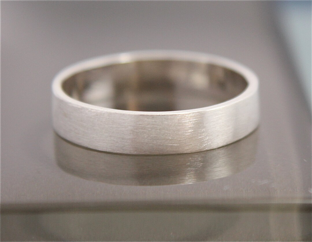 Silver Ring Flat Brushed Satin Matte Recycled Sterling Silver Rectangle ...