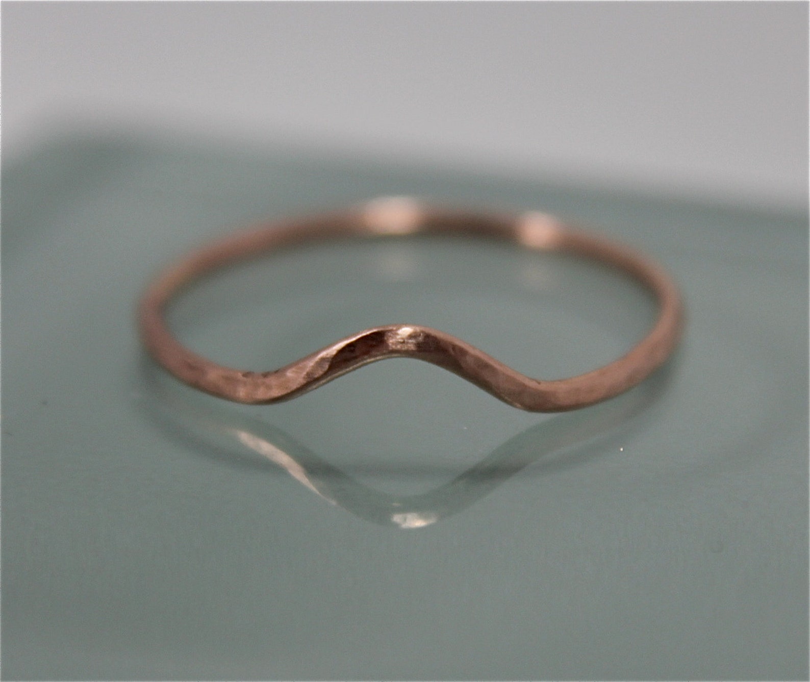 Rose Gold Contour Ring14k SOLID Gold Stacking Band Chevron - Etsy UK