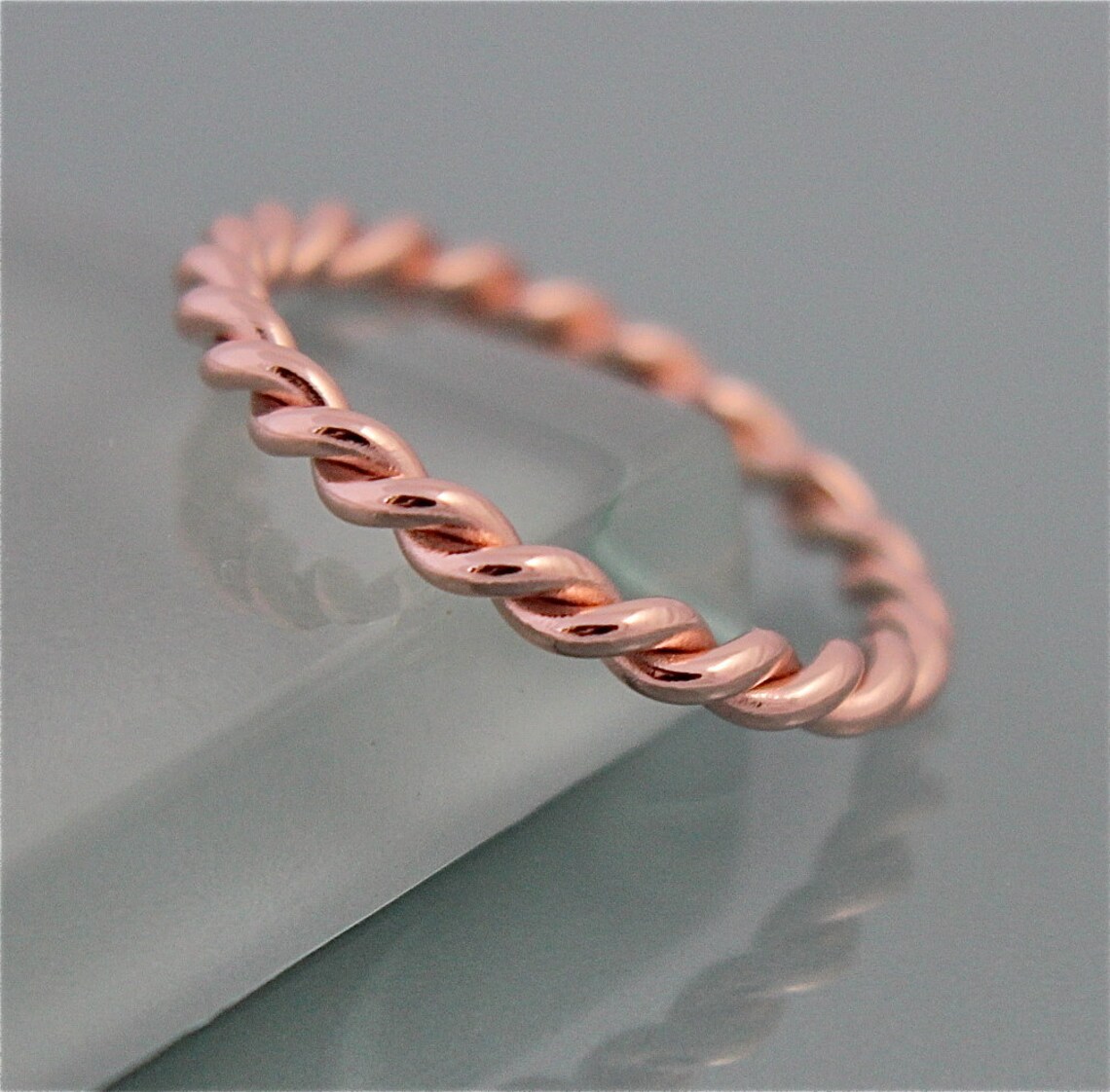14k Rose Gold Twisted Wedding Rope Ring Chunky Infinity Band | Etsy