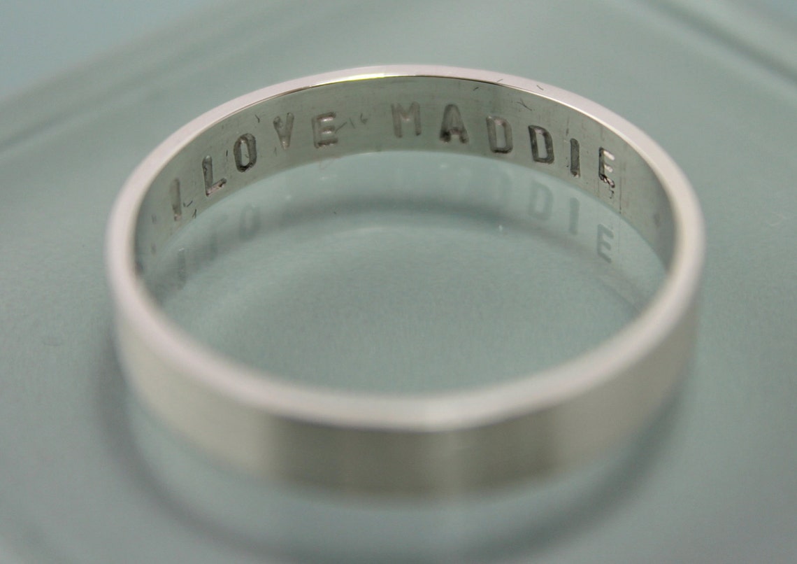 Silver Ring Flat Brushed Satin Matte Recycled Sterling Silver Rectangle ...