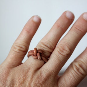 Leather Ring Marine Knot for Men, Handmade Man Ring, Men Gift, Leather ...