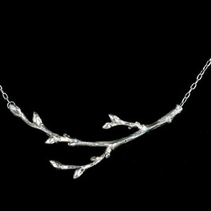 Sterling Silver Botanical Linden Tree Twig Necklace - Etsy