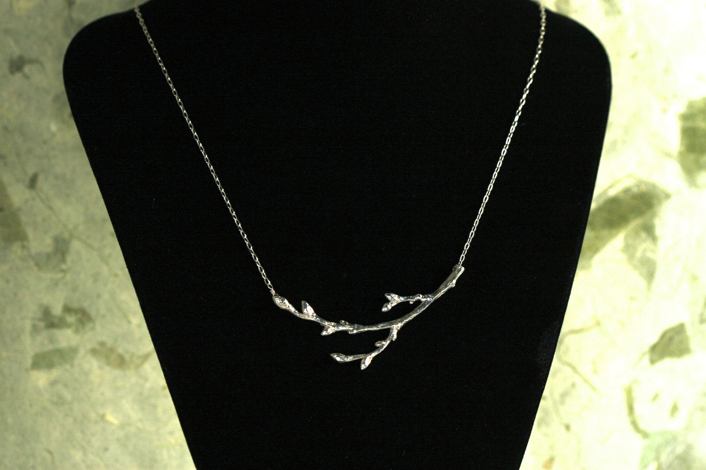 Sterling Silver Botanical Linden Tree Twig Necklace - Etsy