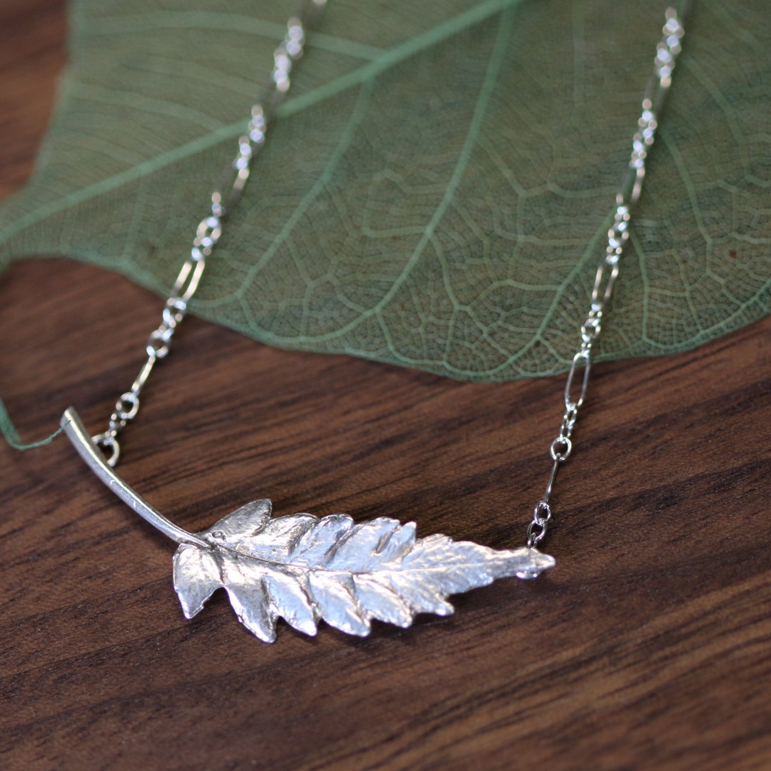 Sterling Silver Fern Leaf Pendant Necklace - Etsy