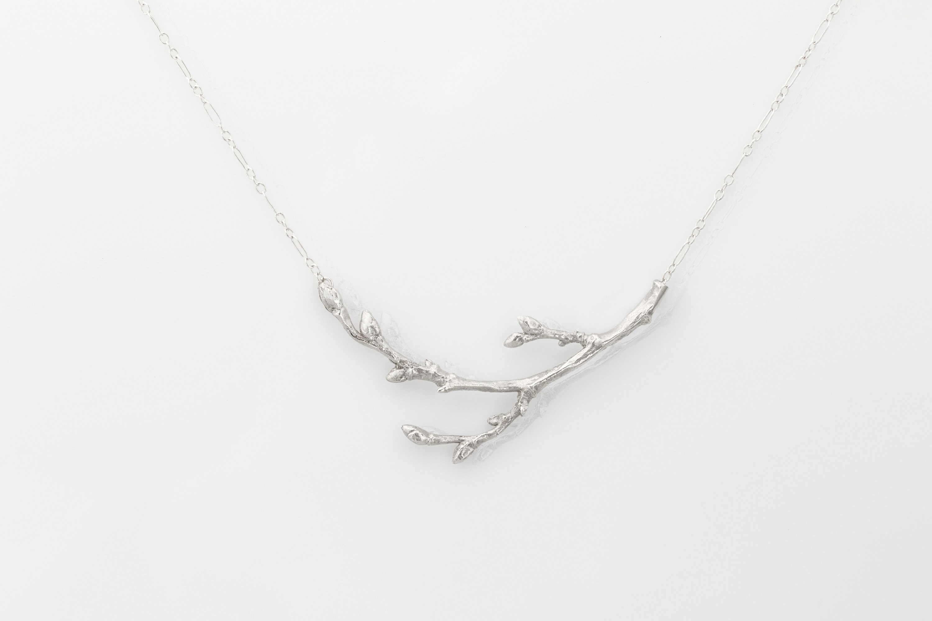 Sterling Silver Botanical Linden Tree Twig Necklace - Etsy
