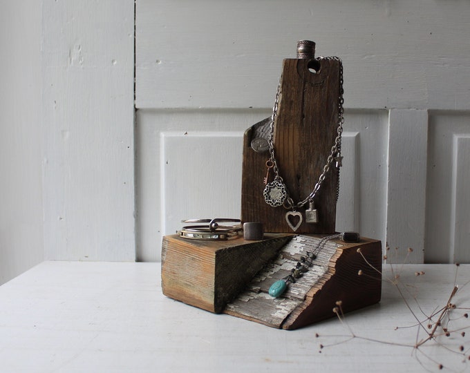 PAIR Jewelry Display Blocks - Rustic Weathered Wood - Jewelry Riser ...