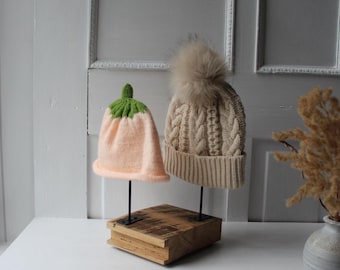 ONE Thick Freestanding Baby Hat Display for Knit Hats - Salvaged Wood ...