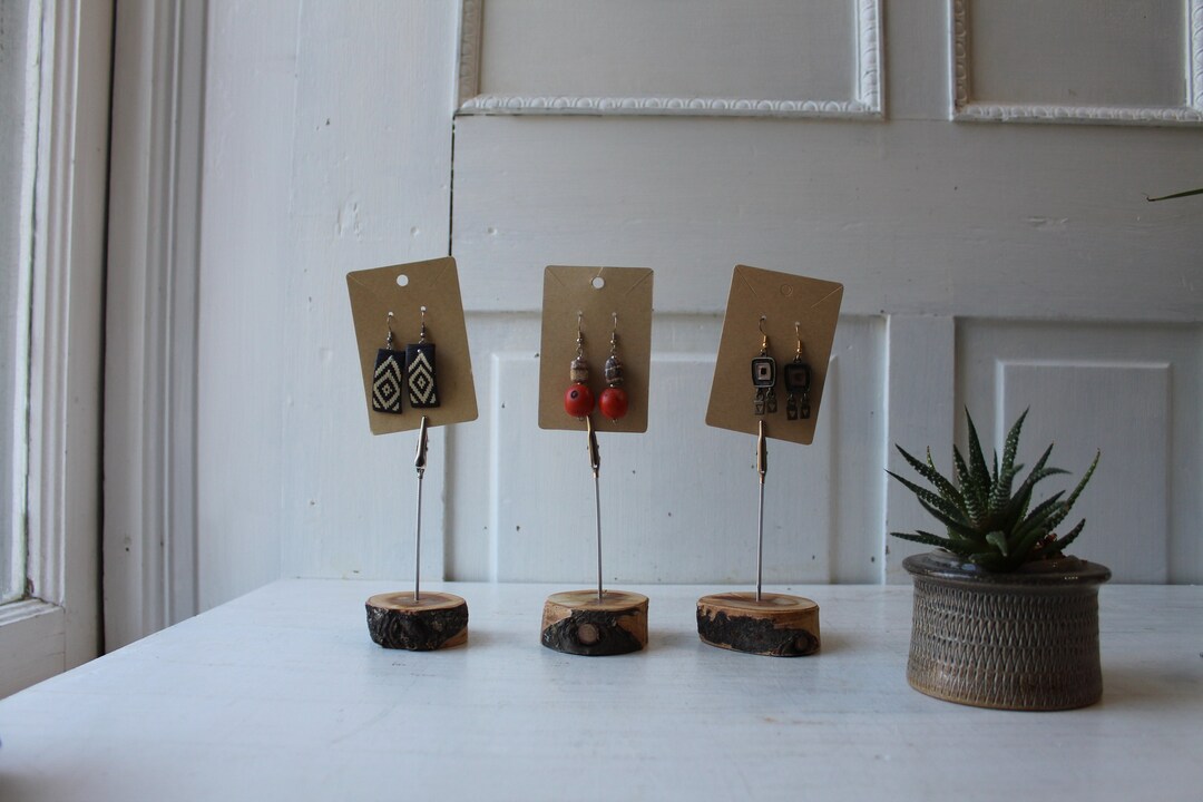 ONE Clip Display Stand - Live Edge Wood Slab - Natural Wood Earring ...