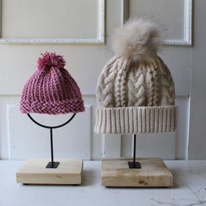 ONE Adult OR Baby Size Knit Hat Display - Salvaged Wood - Retail Craft ...