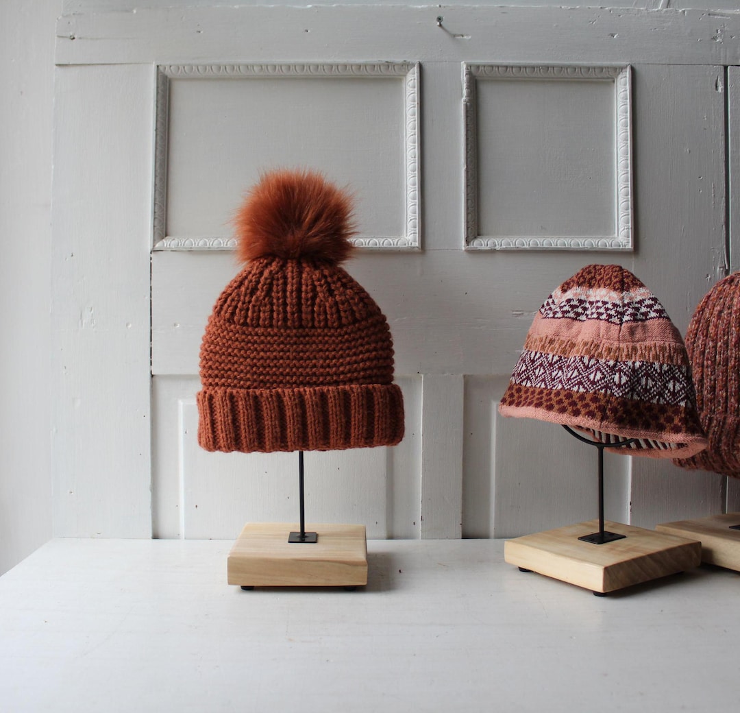 ONE Adult Size Knit Hat Display - Salvaged Wood - Retail Craft Fair ...