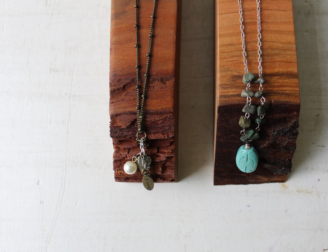 PAIR Jewelry Display Blocks - Wood Slab With Live Edge - Natural ...