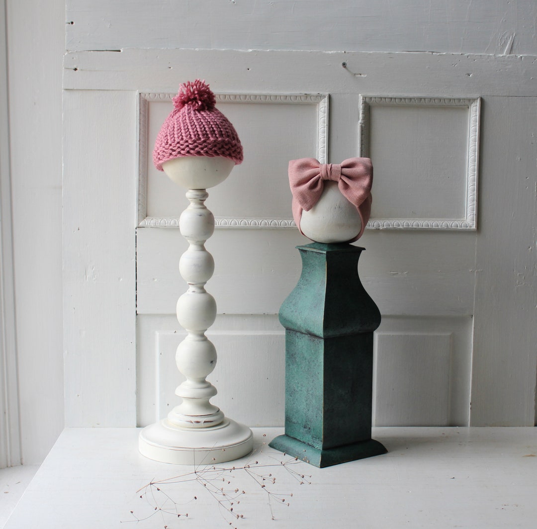 ONE Solid Wood OR Verdigris Brass Baby Mannequin Head Display Stand ...