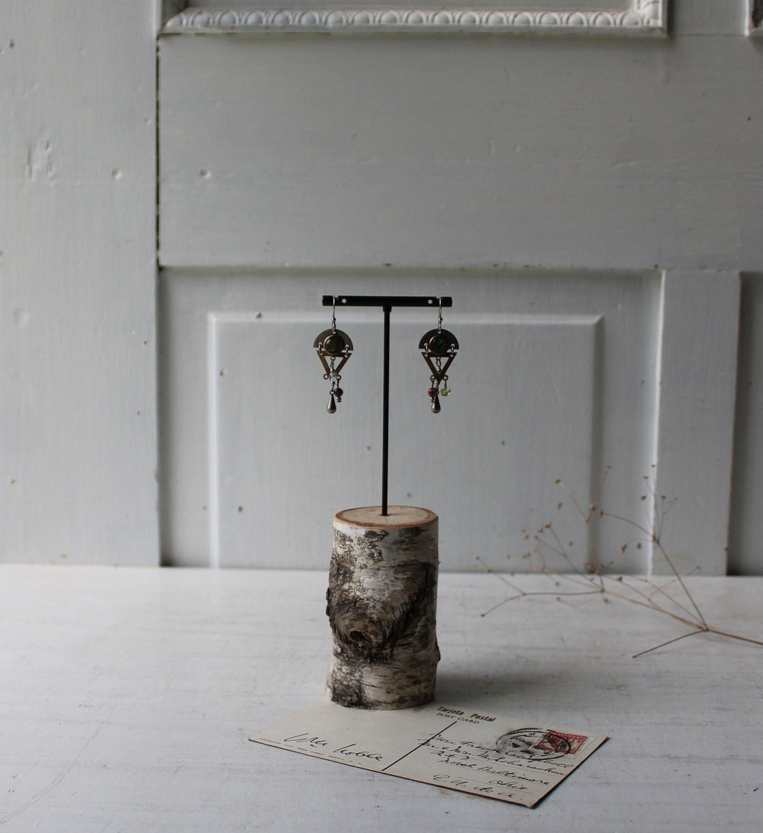 ONE Earring Display Stand - Natural Birch & Metal T Stand Earring ...