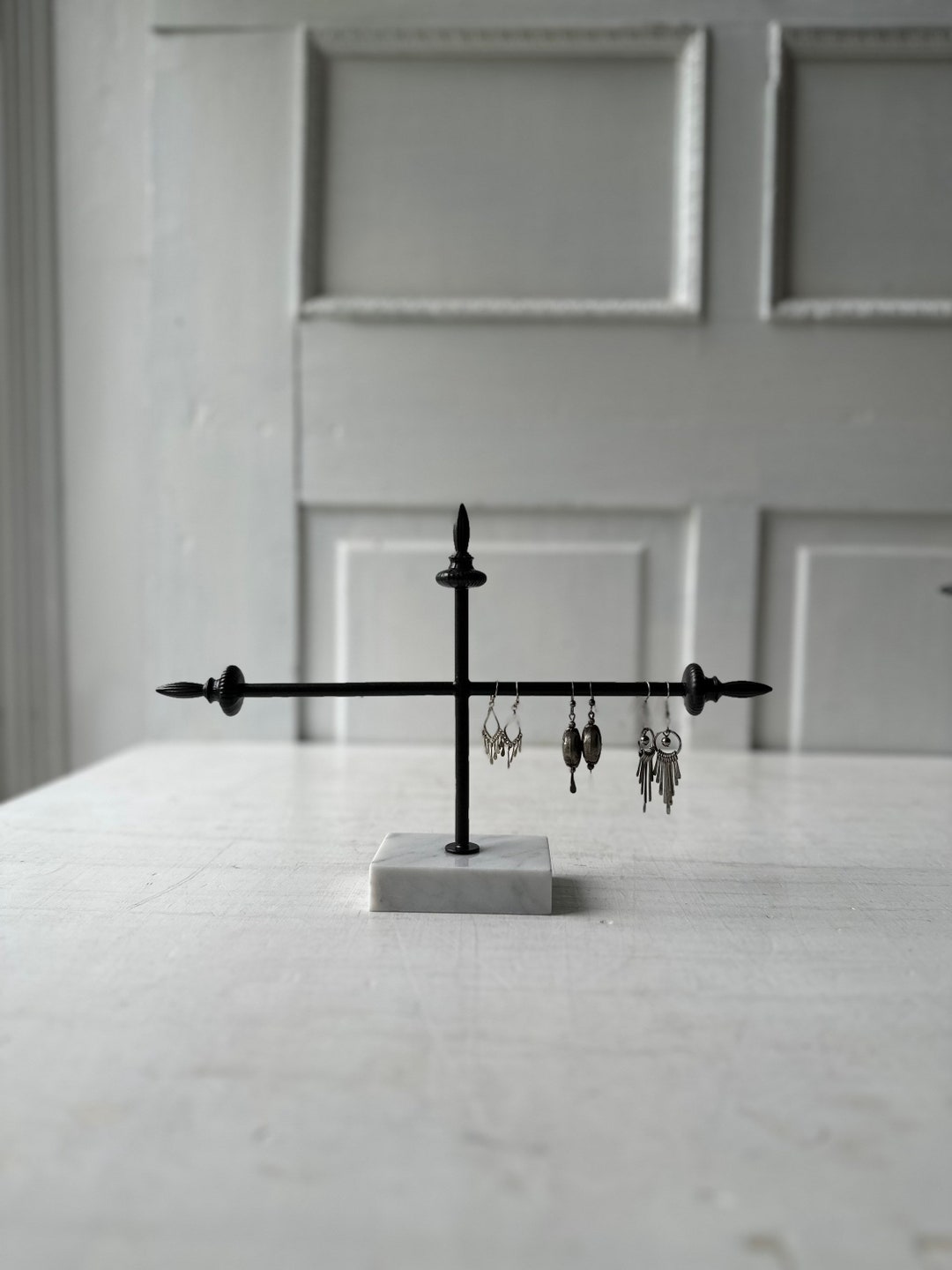 ONE Marble & Metal T-bar Hook Earring Display Organizer Holder Stand ...