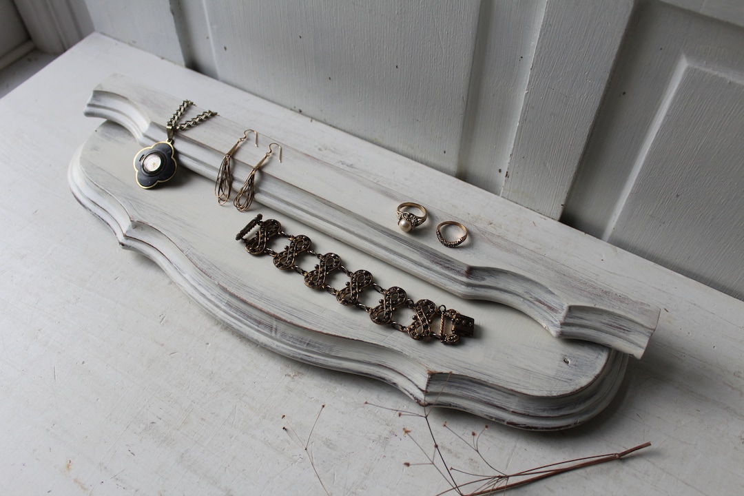 PAIR Curved Wood Jewelry Display Boards - Distressed White - Jewelry ...